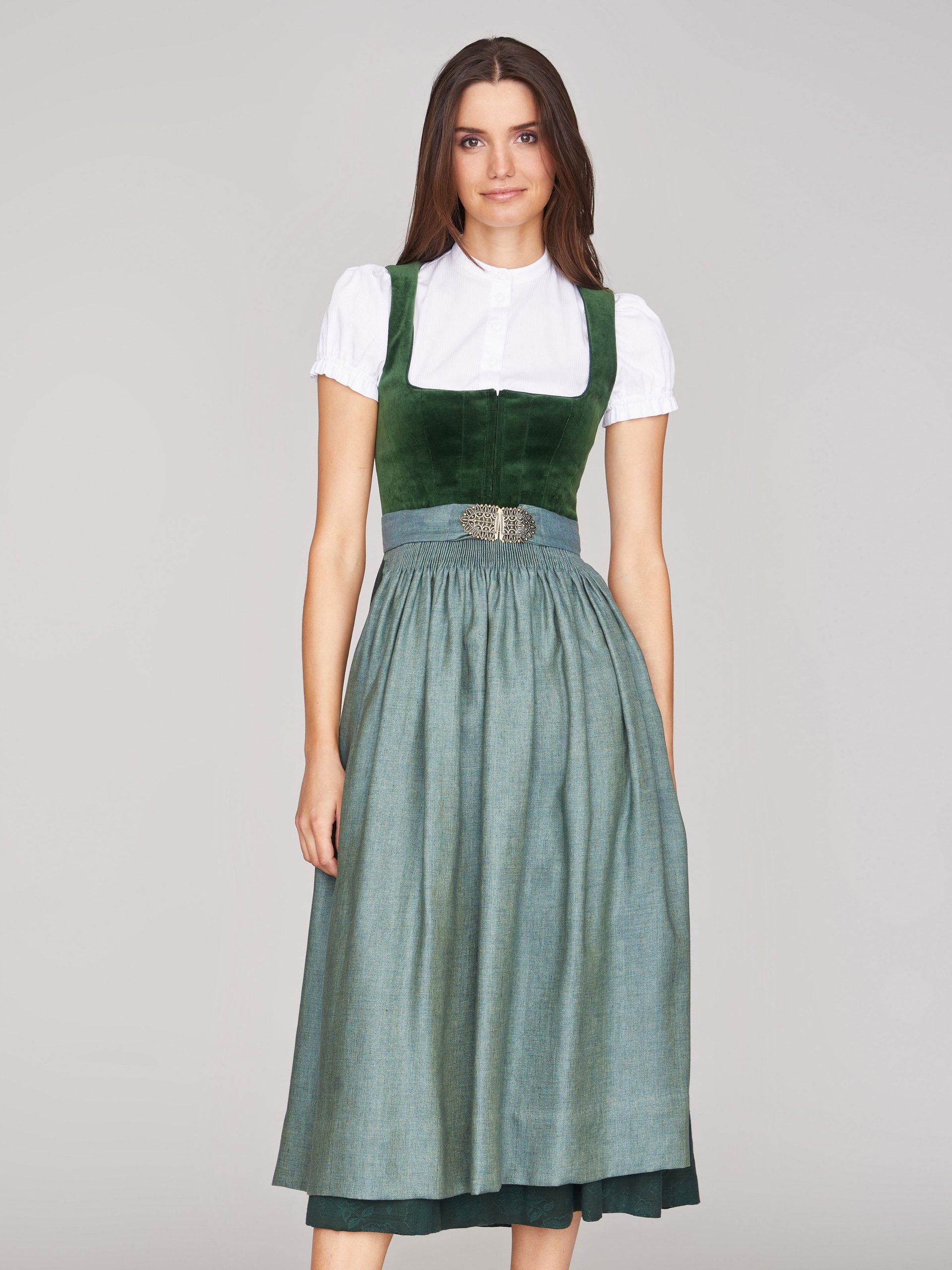 Dunkelgrünes Dirndl mit Samt-Mieder | CocoVero