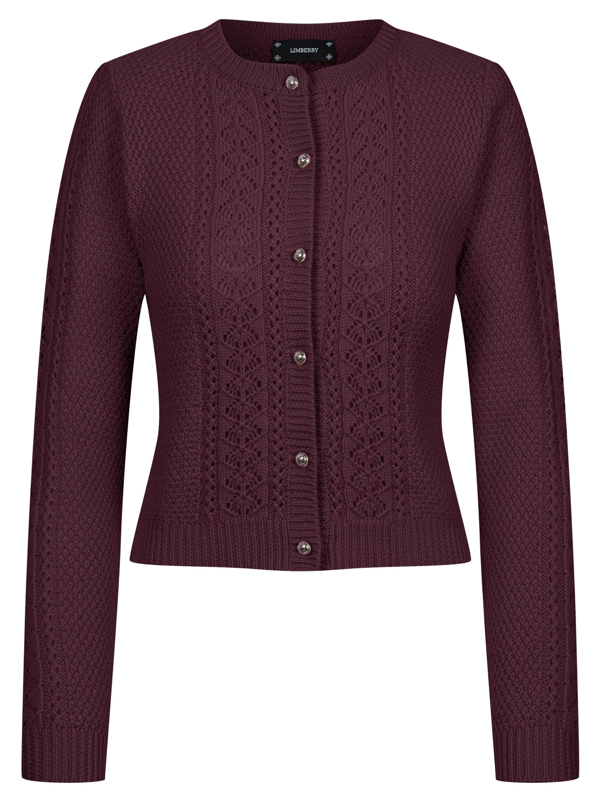 Cremeweiße Strickjacke mit rosa Blumenstickerei | LIMBERRY