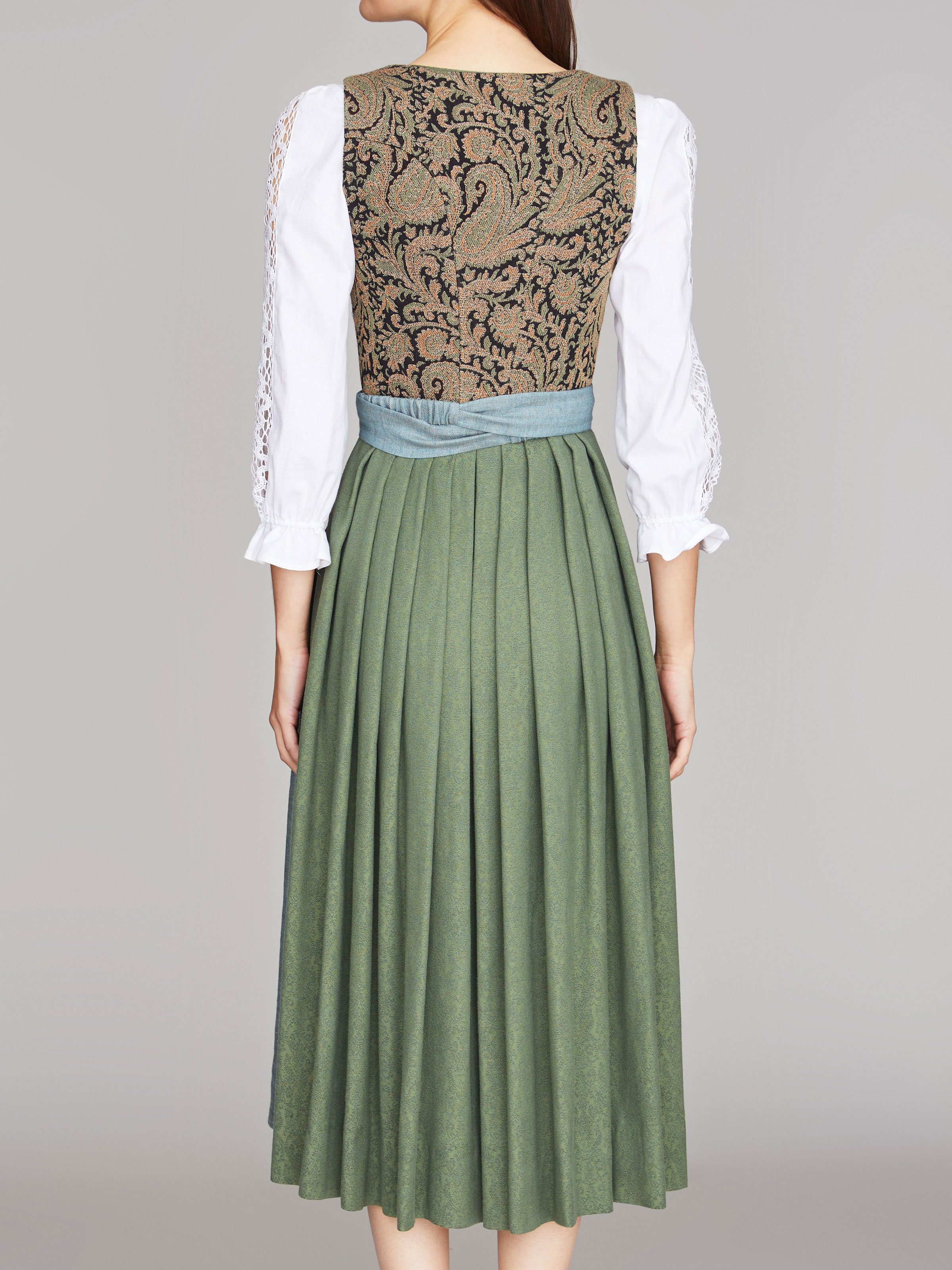 Schwarz gemustertes Dirndl aus Leinen | GOTTSEIDANK